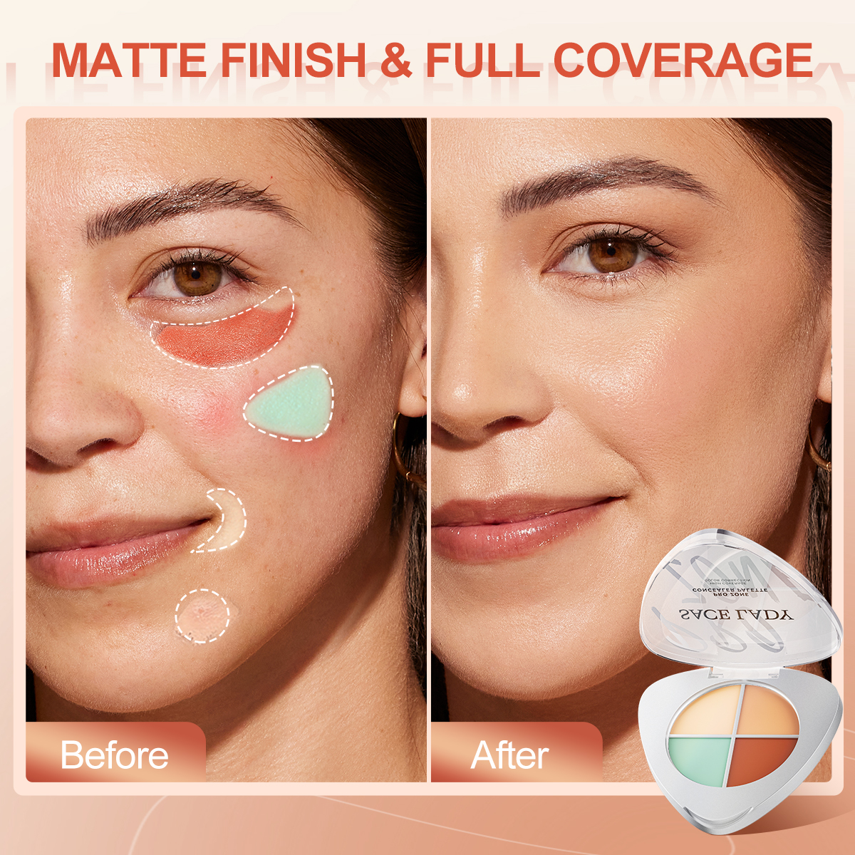 SACE LADY Color Corrector Concealer Palette Full Coverage Finish ...