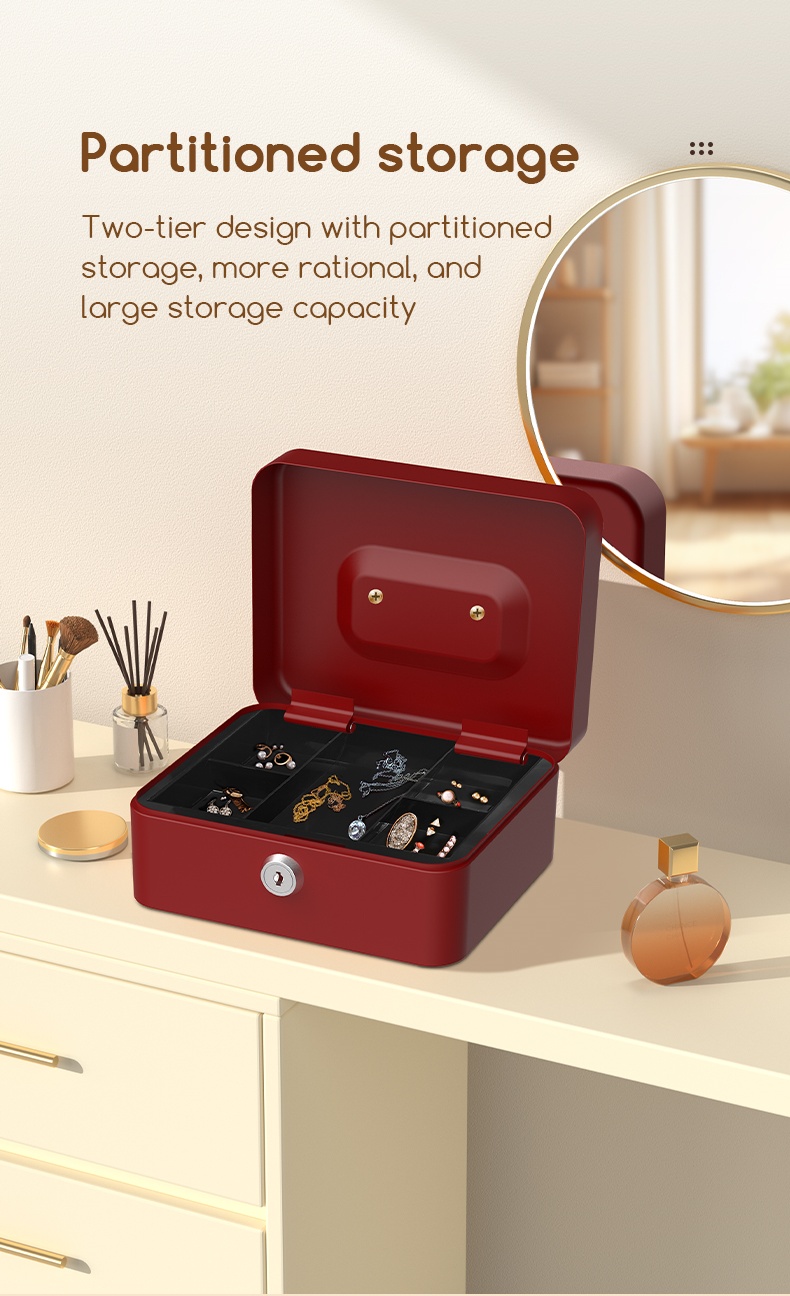 Deli Portable Jewelry Box Cash Box Money Box With Lock And Key Security ...