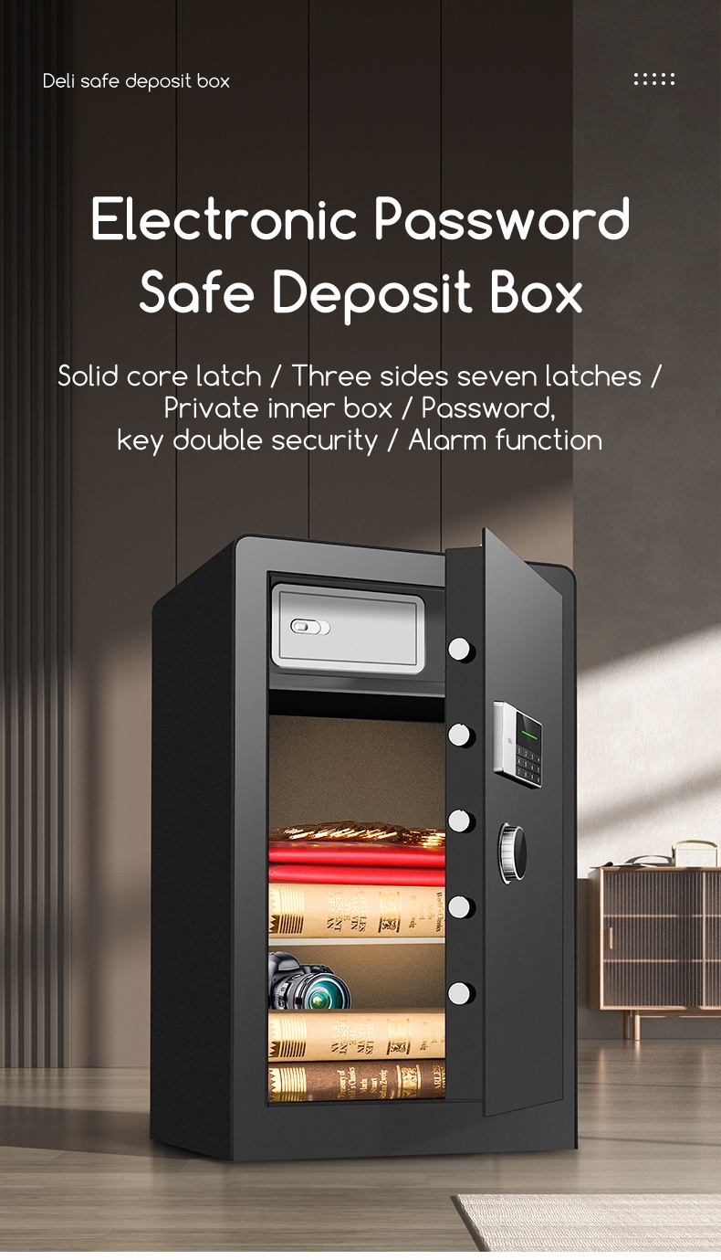 Deli Electronic Safety Vault Large Safe Deposit Box Money Box With Lock ...