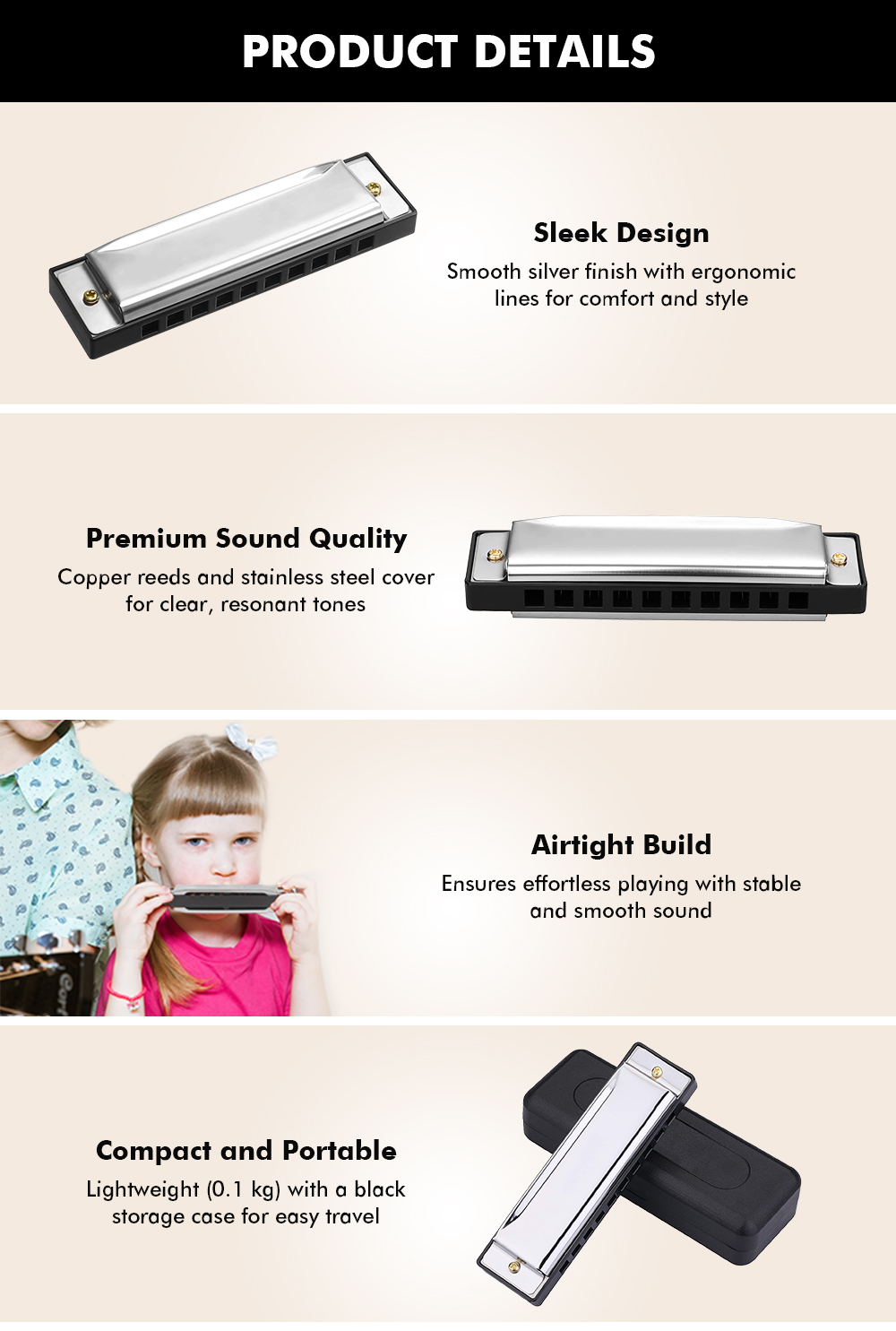 RIXTON Harmonica 10 Holes 20 Tunes Mouth Organ Blues Deluxe Harmonica ...