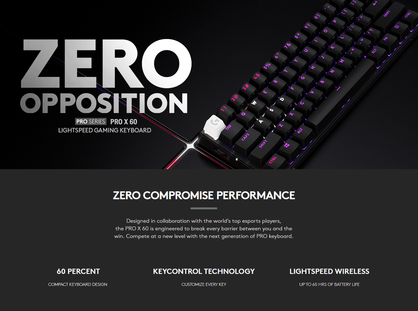 Logitech G Pro X 60 GX Tactile Switch Lightsync RGB Keycontrol ...