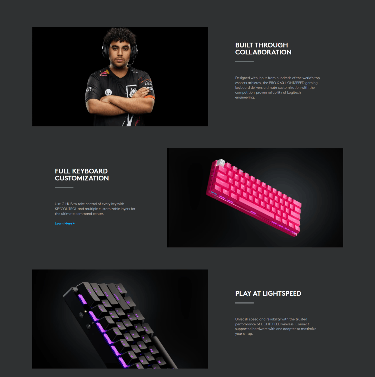 Logitech G Pro X 60 GX Tactile Switch Lightsync RGB Keycontrol ...