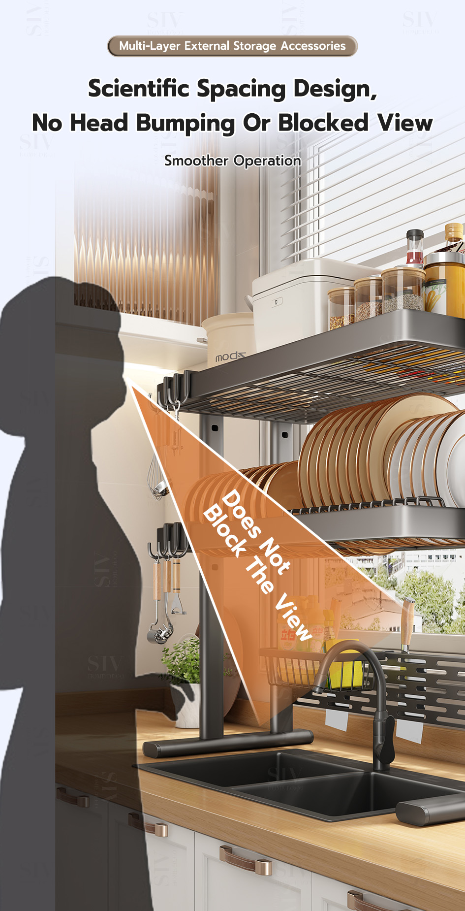 SIV Over The Sink Dish Drying Rack Dish Drainer With Pegboard Organizer ...