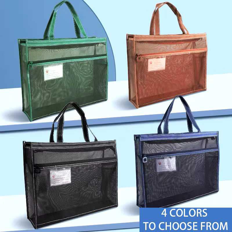 A3 Mesh Art Portfolio File Bag with Handle and Zipper Holder for ...