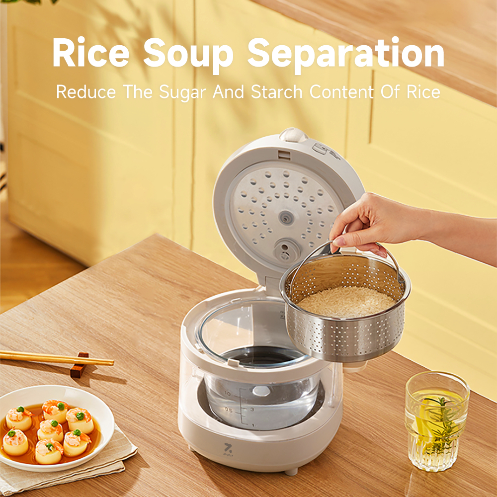 ZOLELE ZB800 Glass Rice Cooker 3L Visual Cooking 24h Smart Preset LCD ...