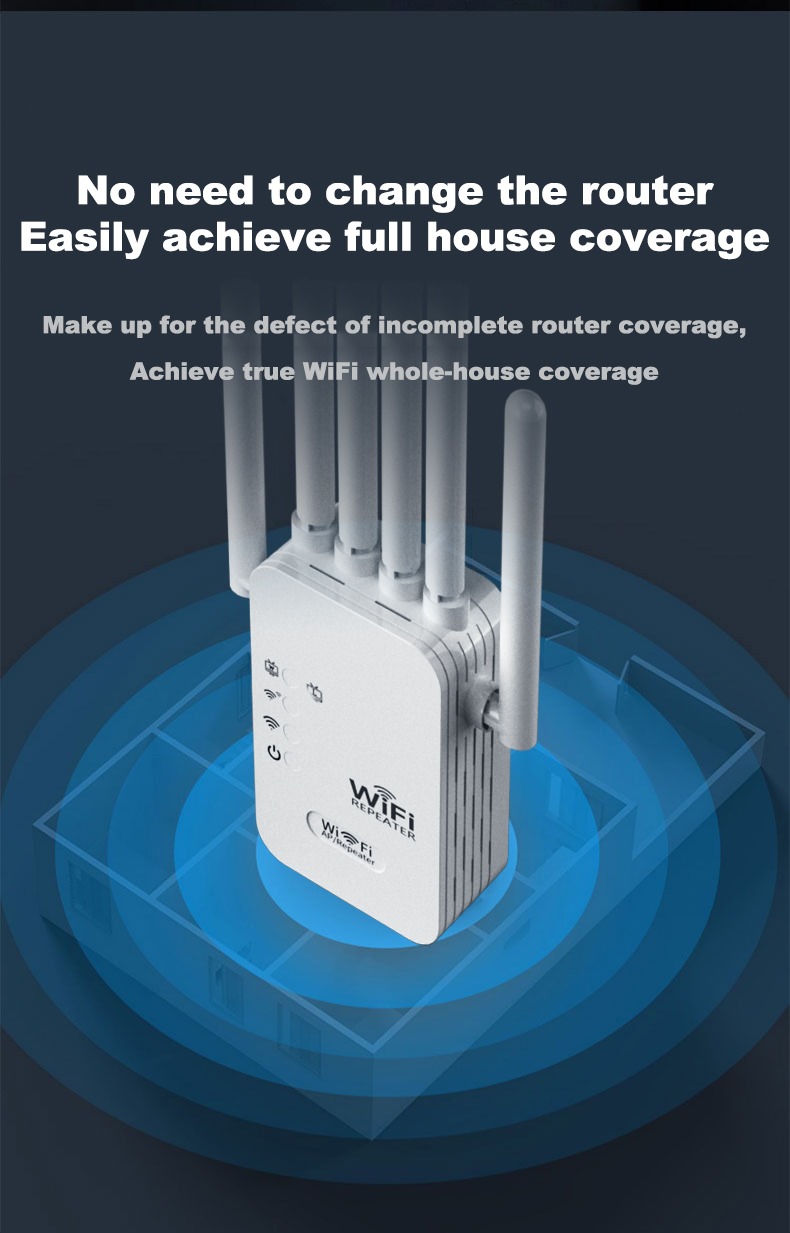Wireless WiFi Repeater signal amplifier 6-antenna Ehanced Version Ultra ...