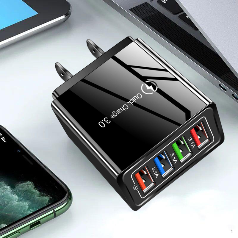 4 Port Charger Cube, Wall Charger Plug, USB Adapter Power Plug Charging ...