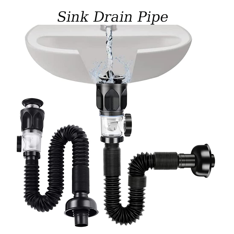 Flexible Expandable Drain Pipe Set Retractable Water Hose Wash Basin ...
