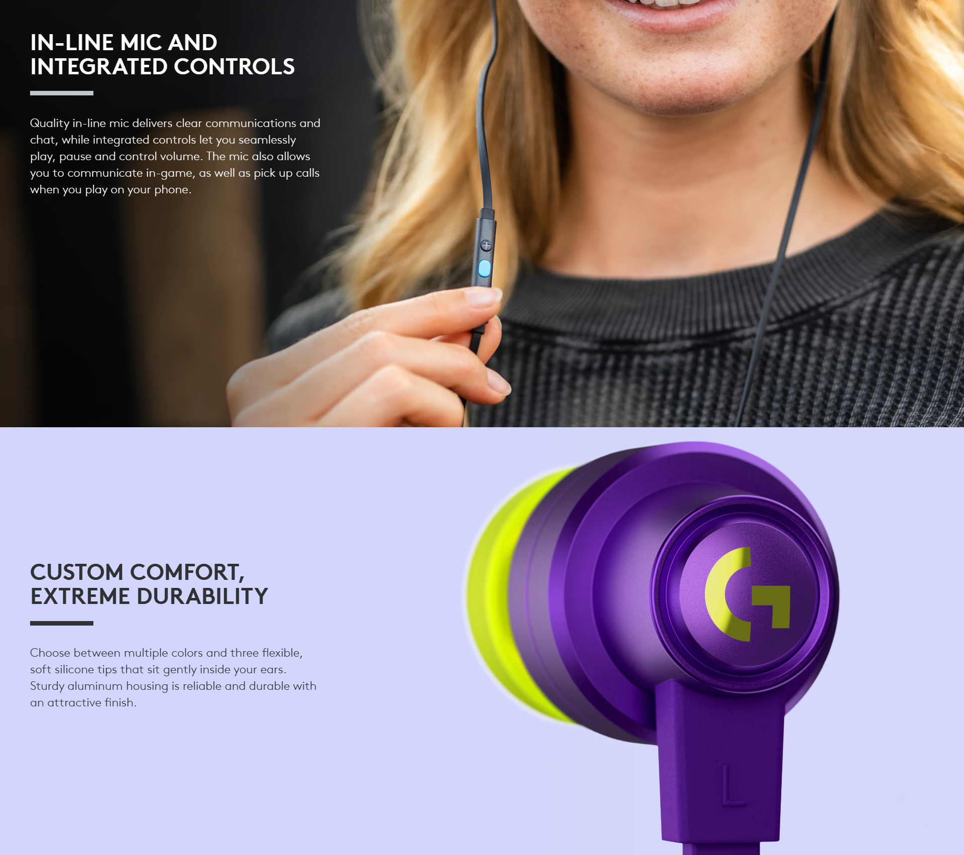 Logitech G333 Gaming Earphones with Dual Audio Drivers In-Line Mic ...