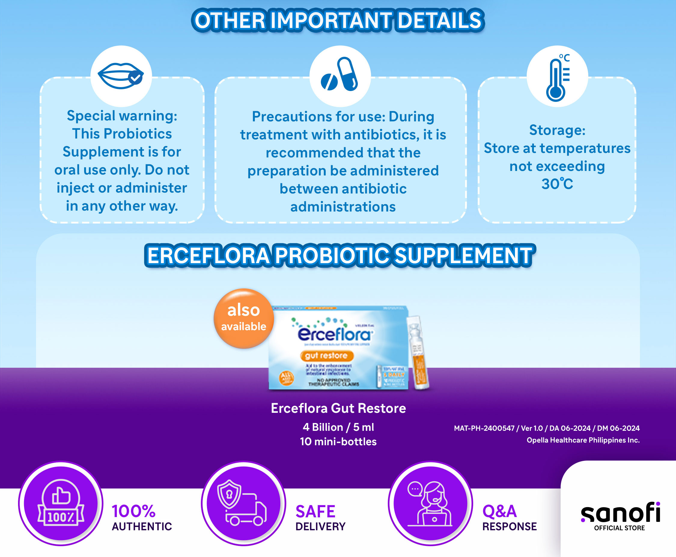 Erceflora Gut Defense Probiotic Supplement 10 Mini Bottles x 5ml - For ...