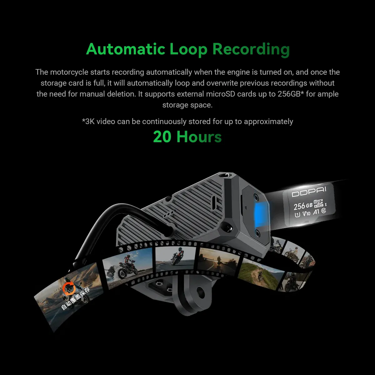 DDPAI Ranger M1 3K UHD Motorcycle Dashcam IP67 Waterproof Anti Shock ...
