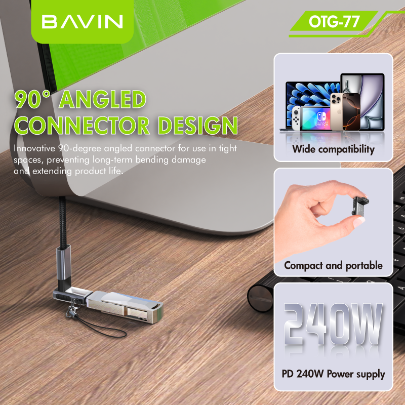 BAVIN O76 / O77 240W OTG Charging USB 4.0 Type-C to Type-C Adapter w ...