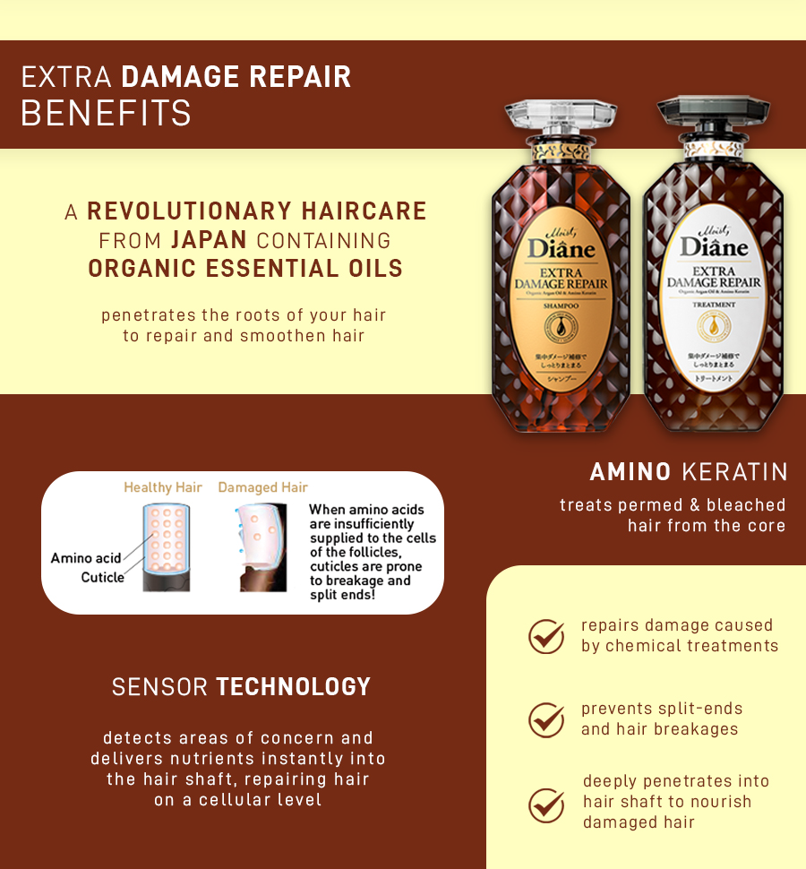 Moist Diane Extra Damage Repair Shampoo and Treatment (450 ML each ...