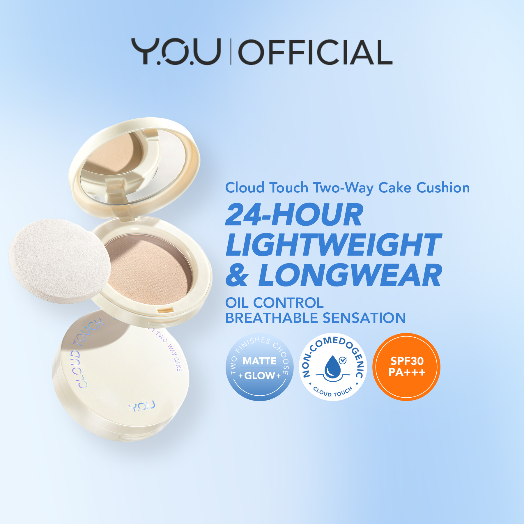 [Bundle Set] Y.O.U Cloud Touch Dreamy 3 in 1 Two Way Cake + Fit-Skin Mattifying Poreless Gel ...