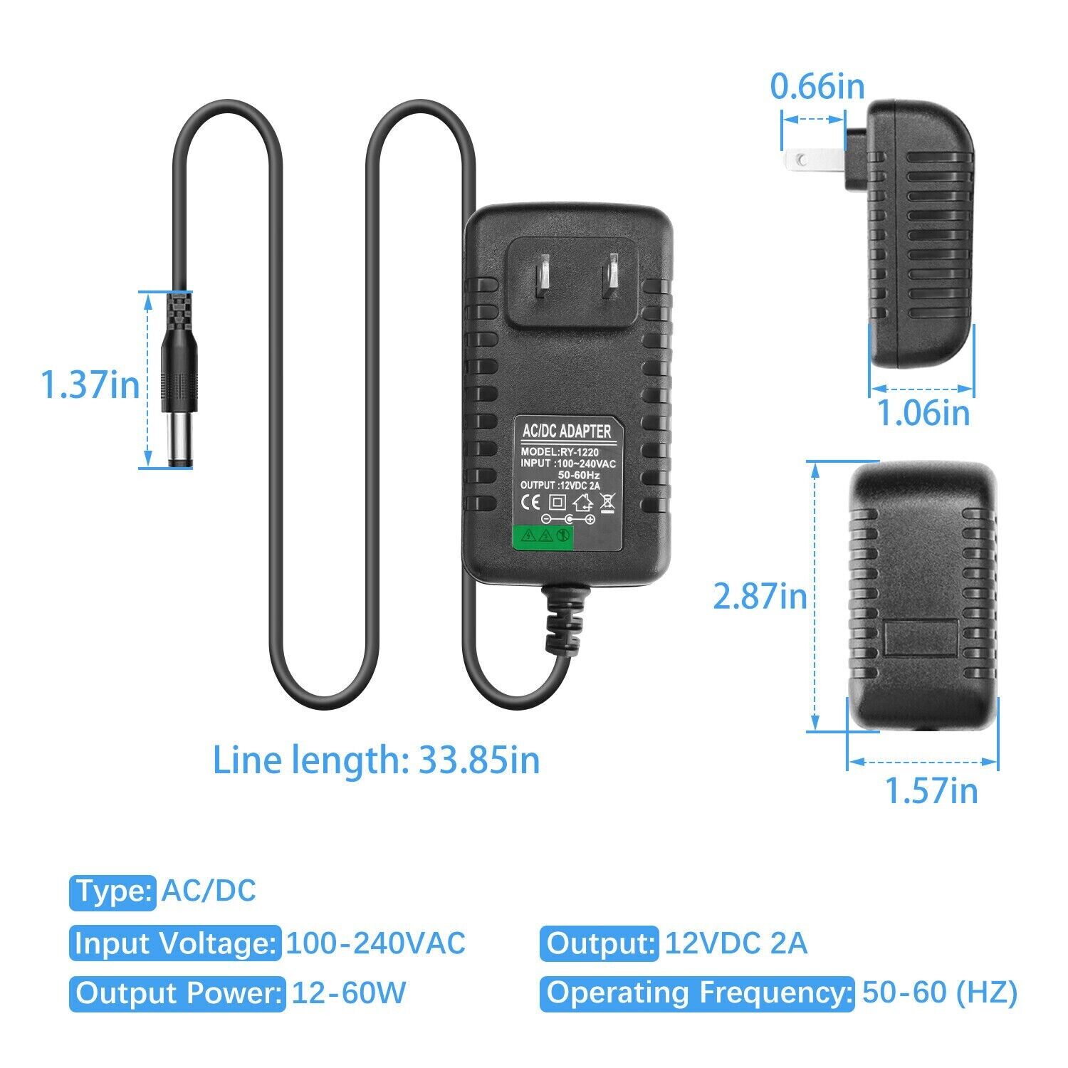 AC/DC 12V 1A 2A 3A Power Supply Multi-Purpose Adapter for CCTV/ TV ...