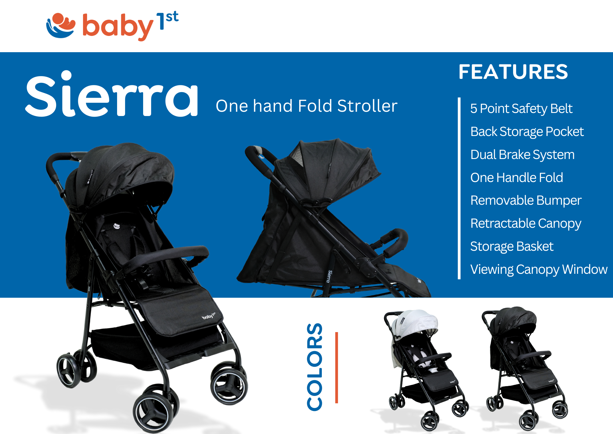 Baby 1st Sierra Lightweight One Hand Foldable Stroller | Shopee Philippines