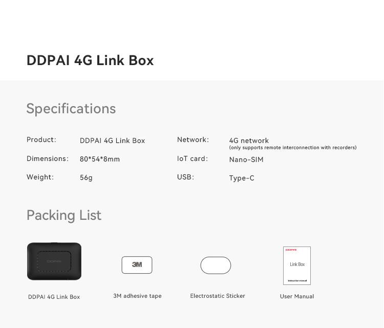 DDPAI 4G Cloud Box for Dashcam Real Time Remote Preview Electronic Fence Collision Notification ...