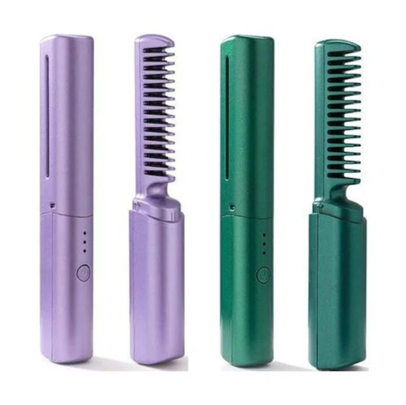 Straight Hair Comb Wireless 2 in 1 Hair Straightener and Curler USB ...