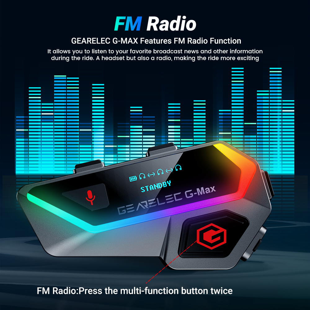 GEARELEC G-Max Group Of 6 Wireless Intercom Bluetooth Helmet Motorcycle ...