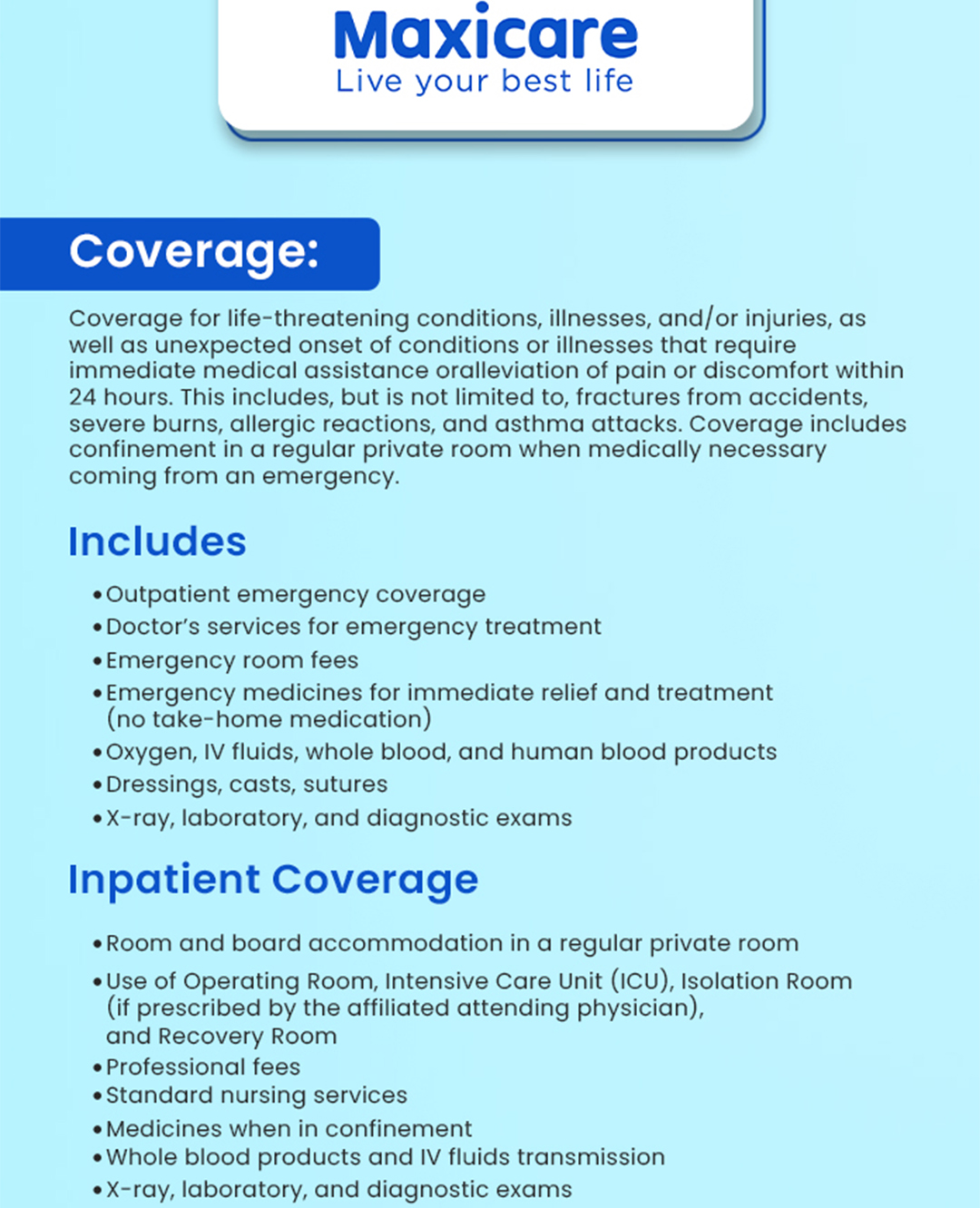 Maxicare LifesavER+ - Emergency coverage leading to confinement ...