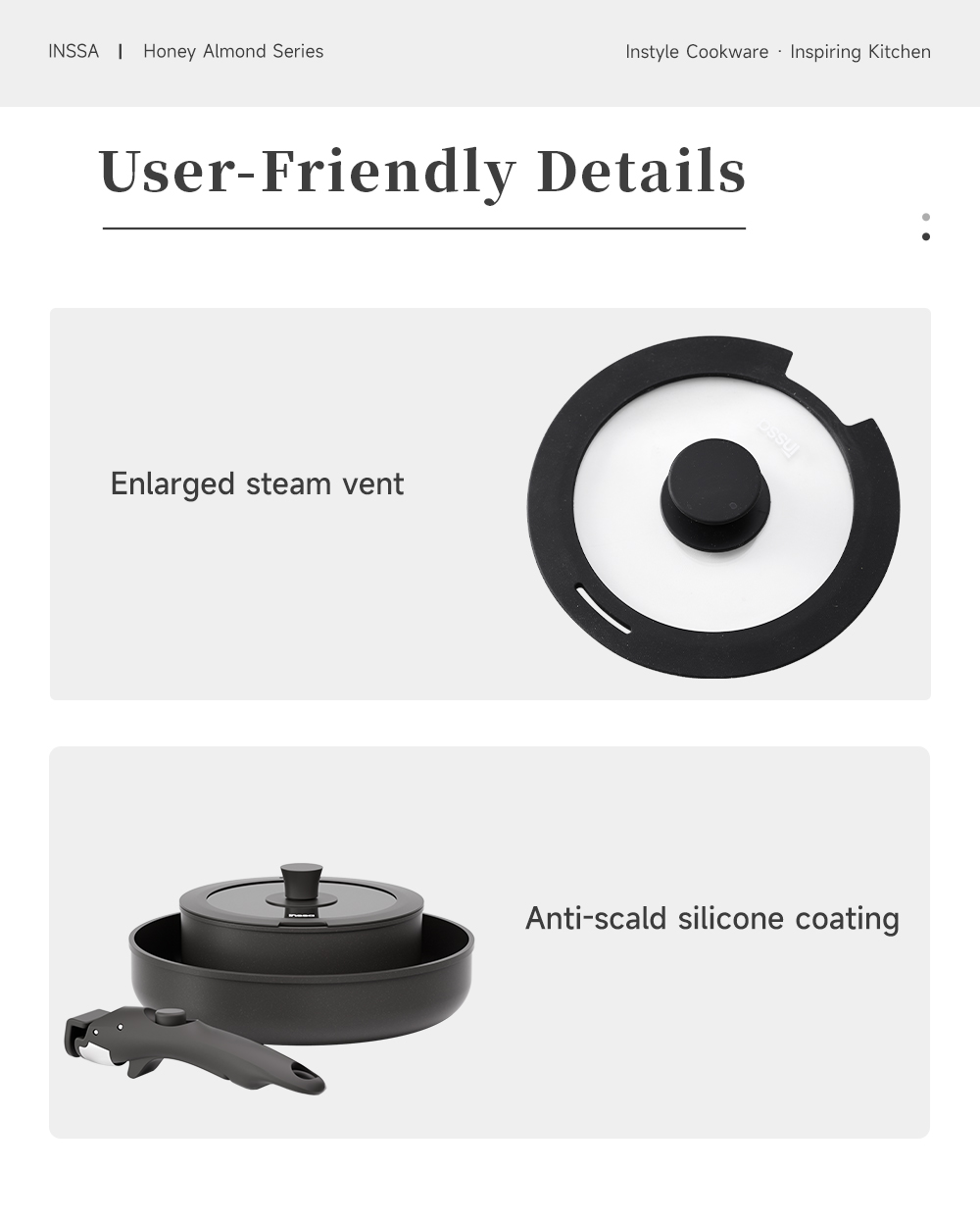 INSSA Detachable Cookware Set Removable Handle 24cm Frying Pan 18cm ...