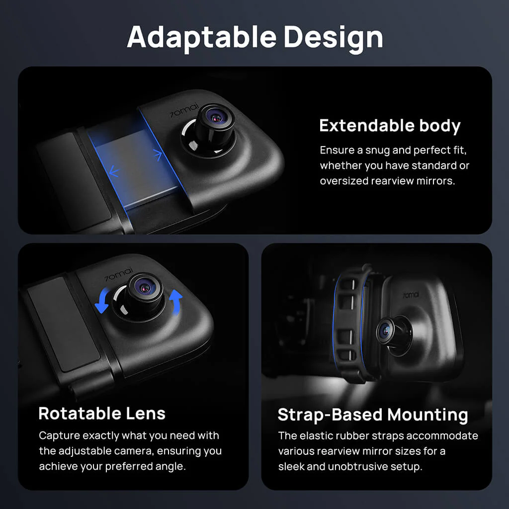 70mai S500 Rearview Dash Cam 3K HDR Image 9.35'' Full-Laminated Touch ...