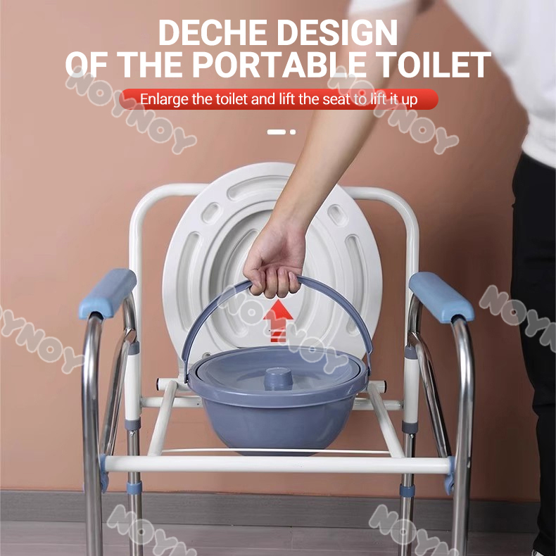 Elderly Commode Chair Foldable Movable Portable Toilet Patients Potty ...