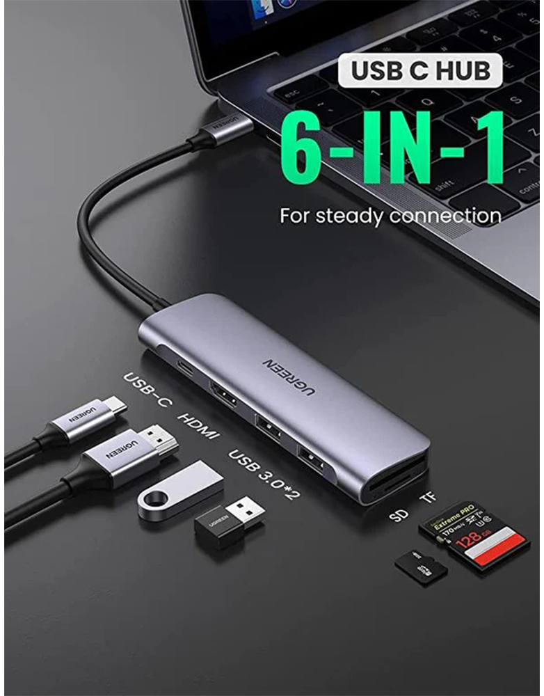Ugreen USB-C 6 in 1 Multifunction Adapter [CM195/70411] - Space Gray | Shopee Philippines