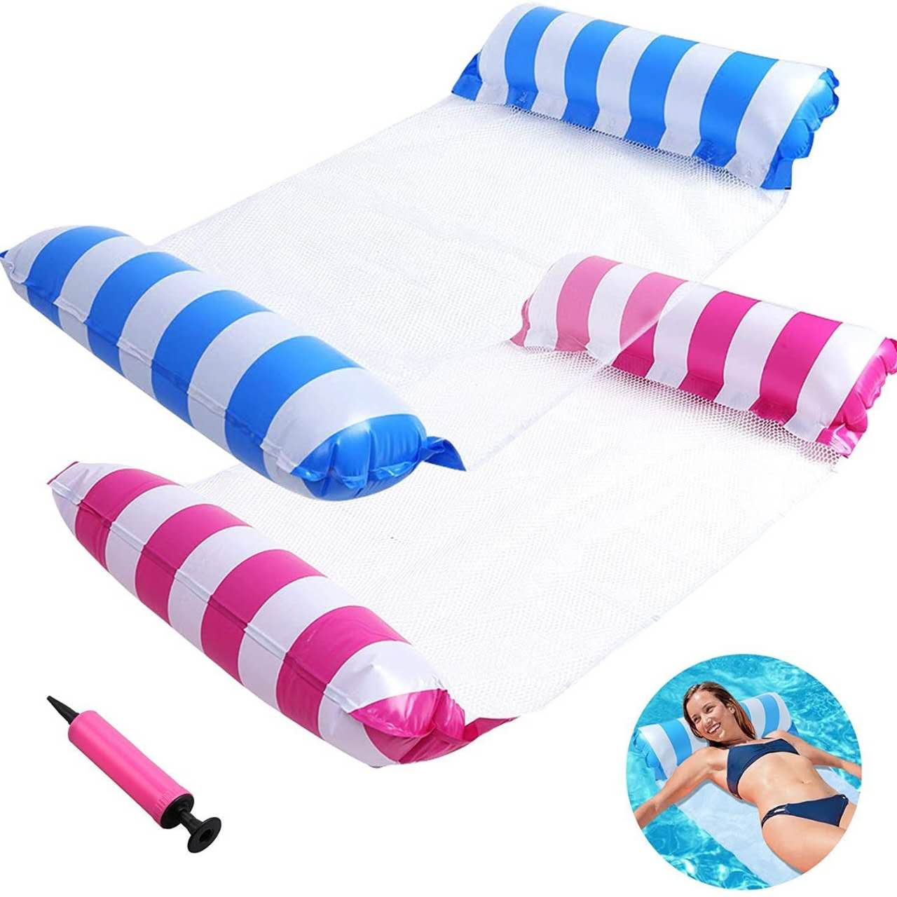 Water cloth recliner foldable inflatable back with striped float ...