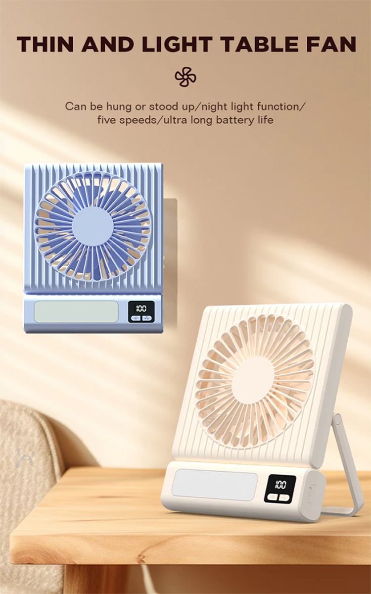 Desk Fan 5 Speeds Strong Wind Rechargeable Portable Mini Emergency ...