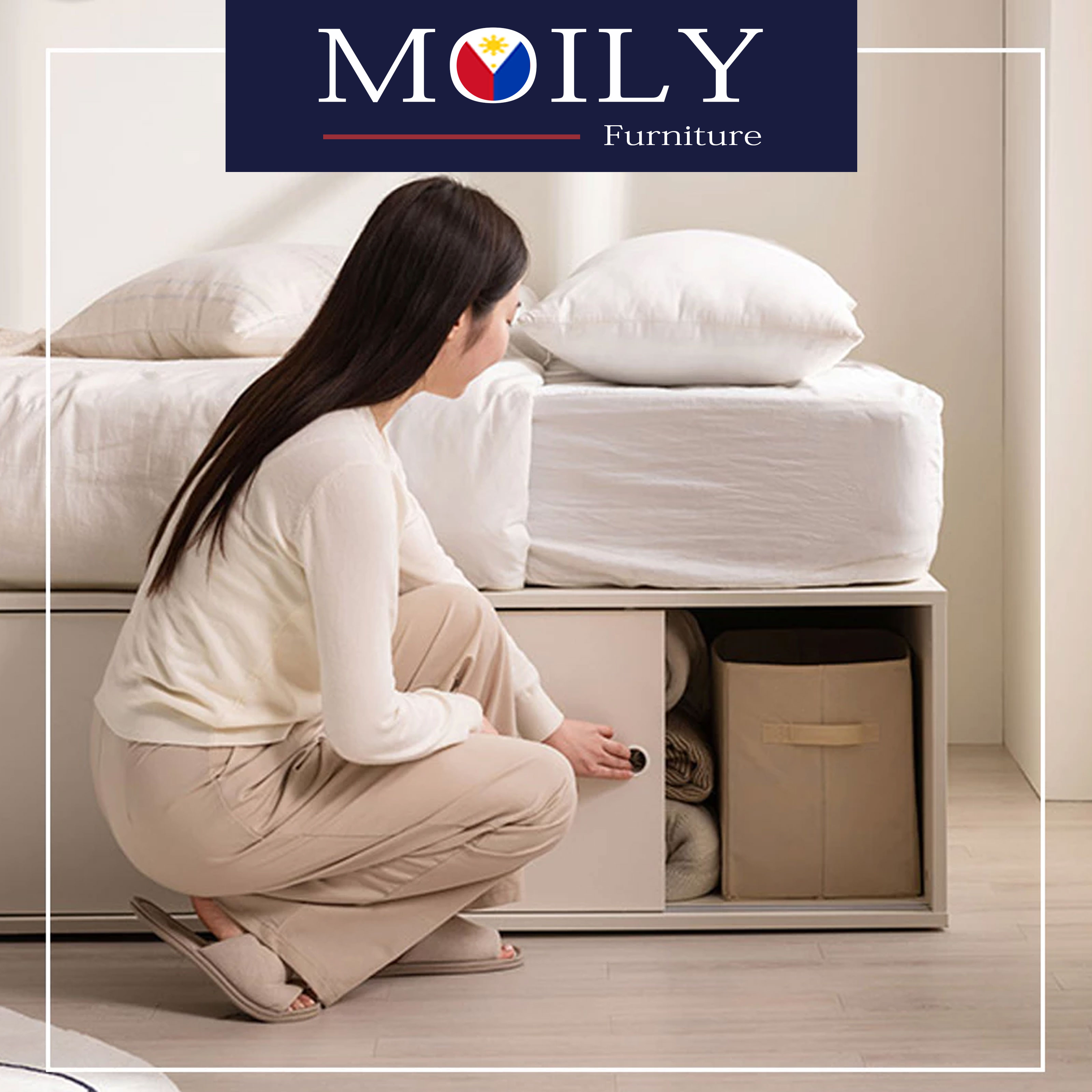 (COD)Large capacity single bed, wooden bed, sliding storage bed ...