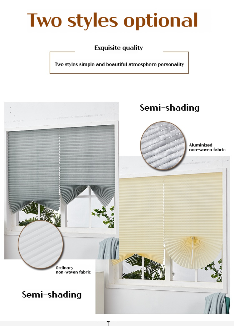 Self Adhesive Window Shades Cordless Window Blinds Pleated Fabric ...
