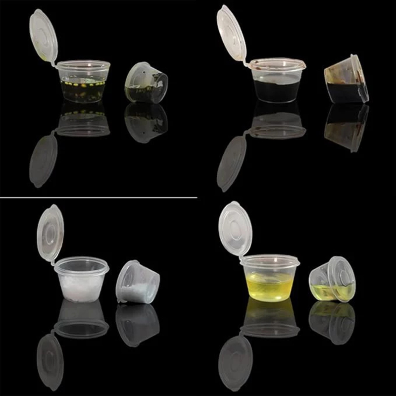 100Pcs丨Hinged Sauce Cup Round Portable Food Container With Hinged Lid ...