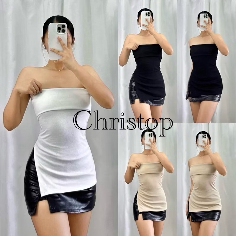 KLY TUBE TOPS SLIT SIDE KNITTED WOMENSWEAR CROPTOP | Shopee Philippines