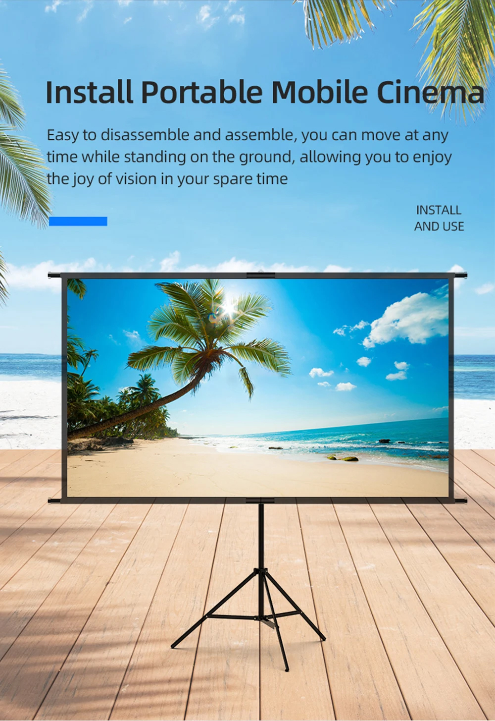 Glass Vivid HD projector screen with stand for outdoor white screen for ...