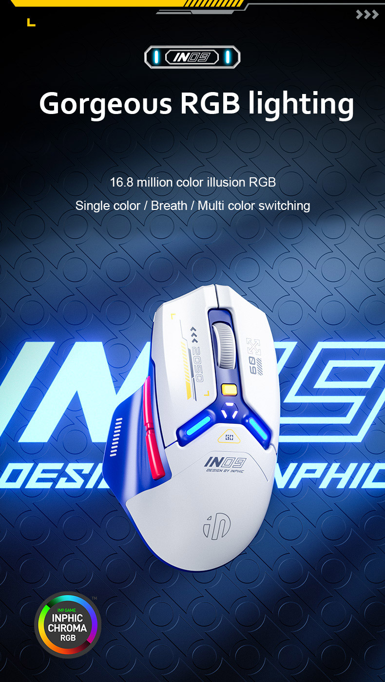 Inphic IN9 3Mode Wireless Gaming Mouse Rechargeable 10000dpi 1KHZ Macro ...