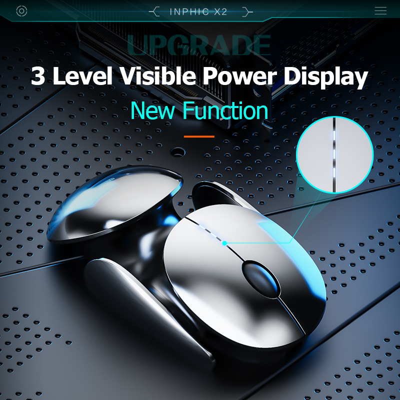 Inphic X2 Tri-Mode Mouse Wireless Rechargeable 2400dpi Silent RGB Ergonomic Metal Mouse For ...