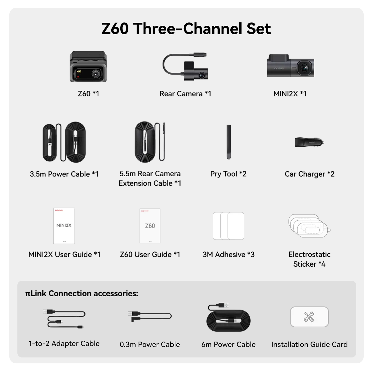 DDPAI Z60 Dual 4K Ultra HD GPS 3 Channel Front & Rear Super Capacitor ...