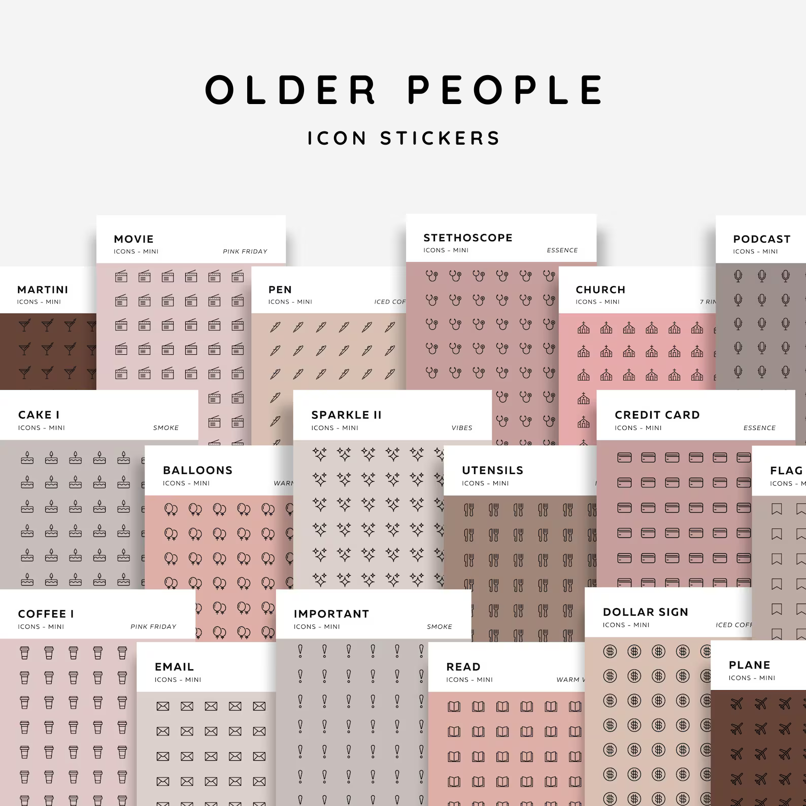 Older People Icon Sticker Sheet | Mini Icons Sticker for Journal ...