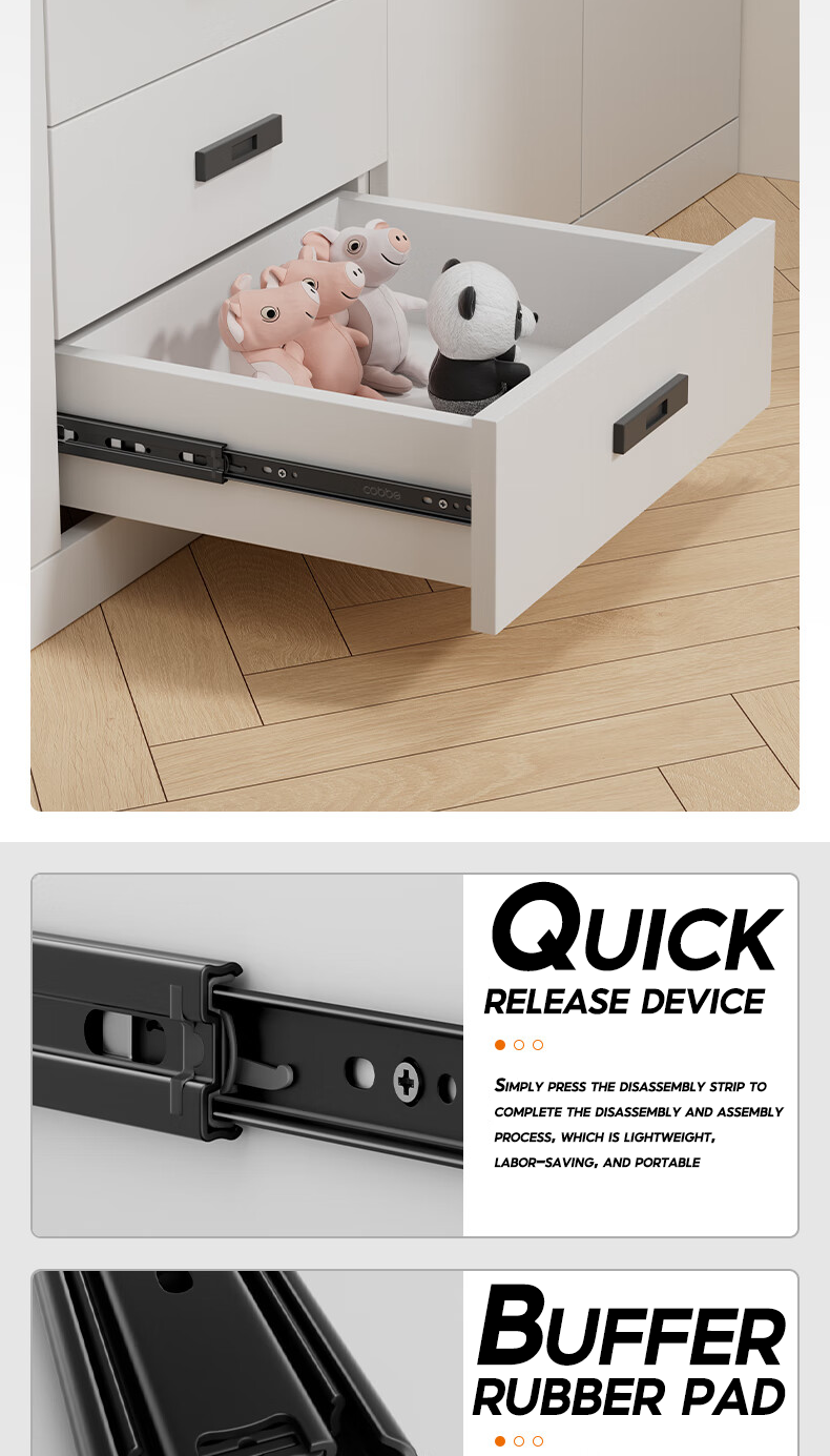 【2 Pcs】 Hydraulic Drawer Guide Anti Pinch Hand Drawer Slide Soft Close Keyboard Drawer Slide