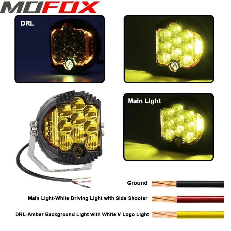 MOFOX C1 Motorcycle 60W Laser Gun 3 Side Mini Driving Light Yellow ...