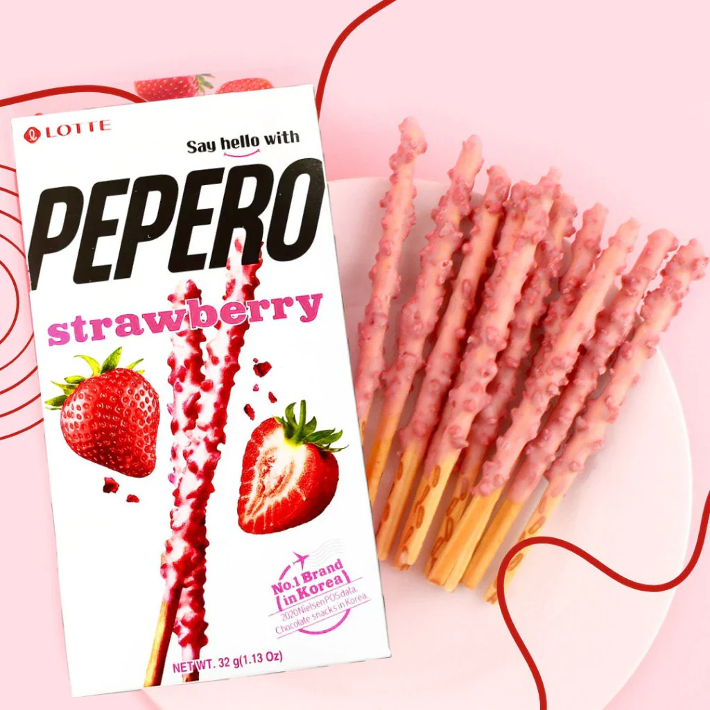 1BOX!! Strawberry Lotte Pepero (40pcs)/1box Flavors: Strawberry ...