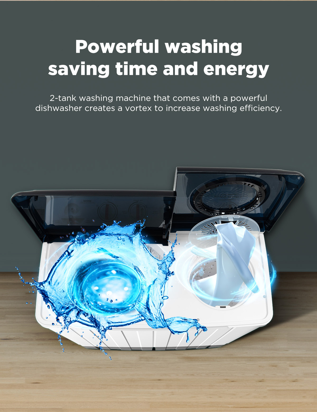 TCL Twin Tub Washing Machine - TWT Z2, Powerful Washing, Super Dry ...