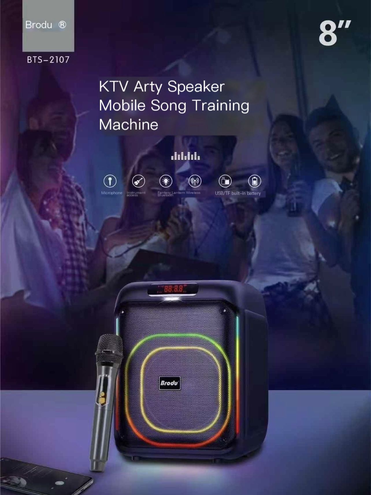 Brodu BTS-1740 Bluetooth Speaker Karaoke Speaker FlashLight HighQuality ...