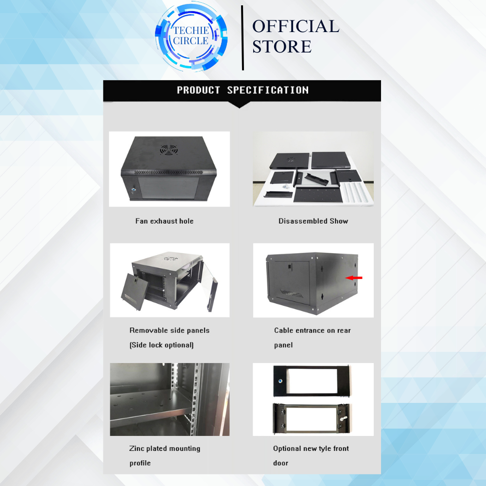 Techie Circle Network Cabinet | 4U Data Cabinet | Data Cabinet | Wall ...