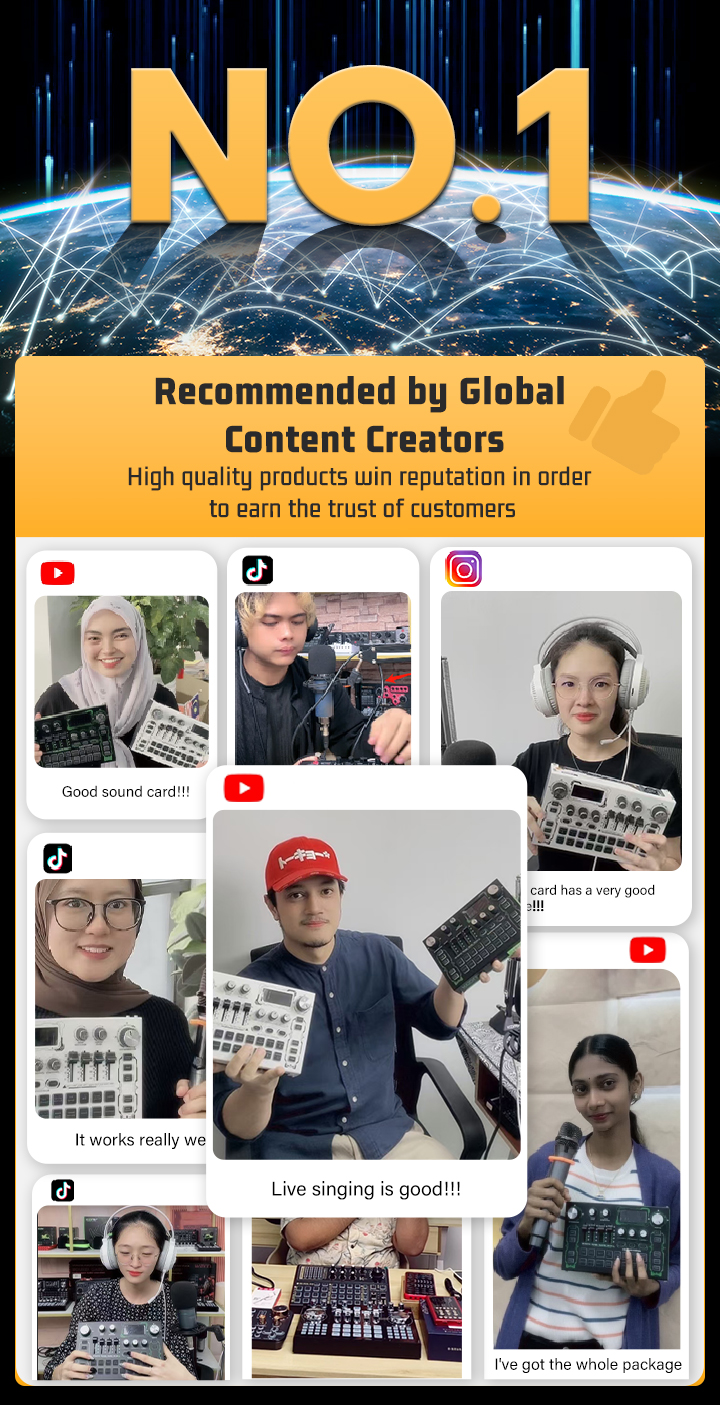 KOORFLY KF04 Live Sound Card Streaming Audio Interface Sound Mixer For ...