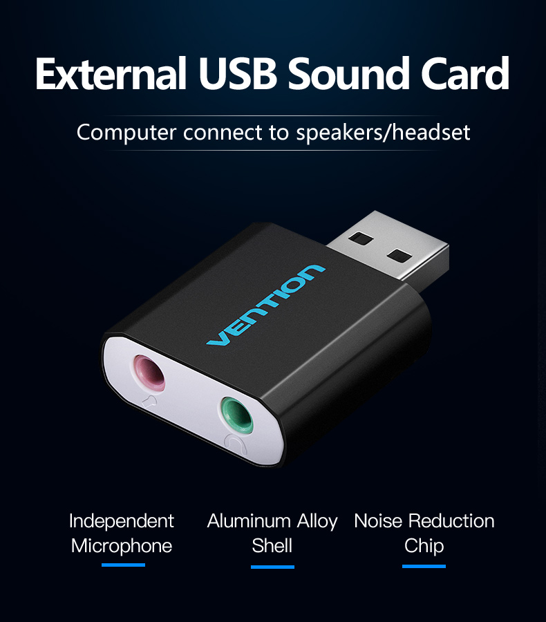 Vention External Usb Aux Mic Adapter Stereo Audio Sound Card 3.5Mm For ...