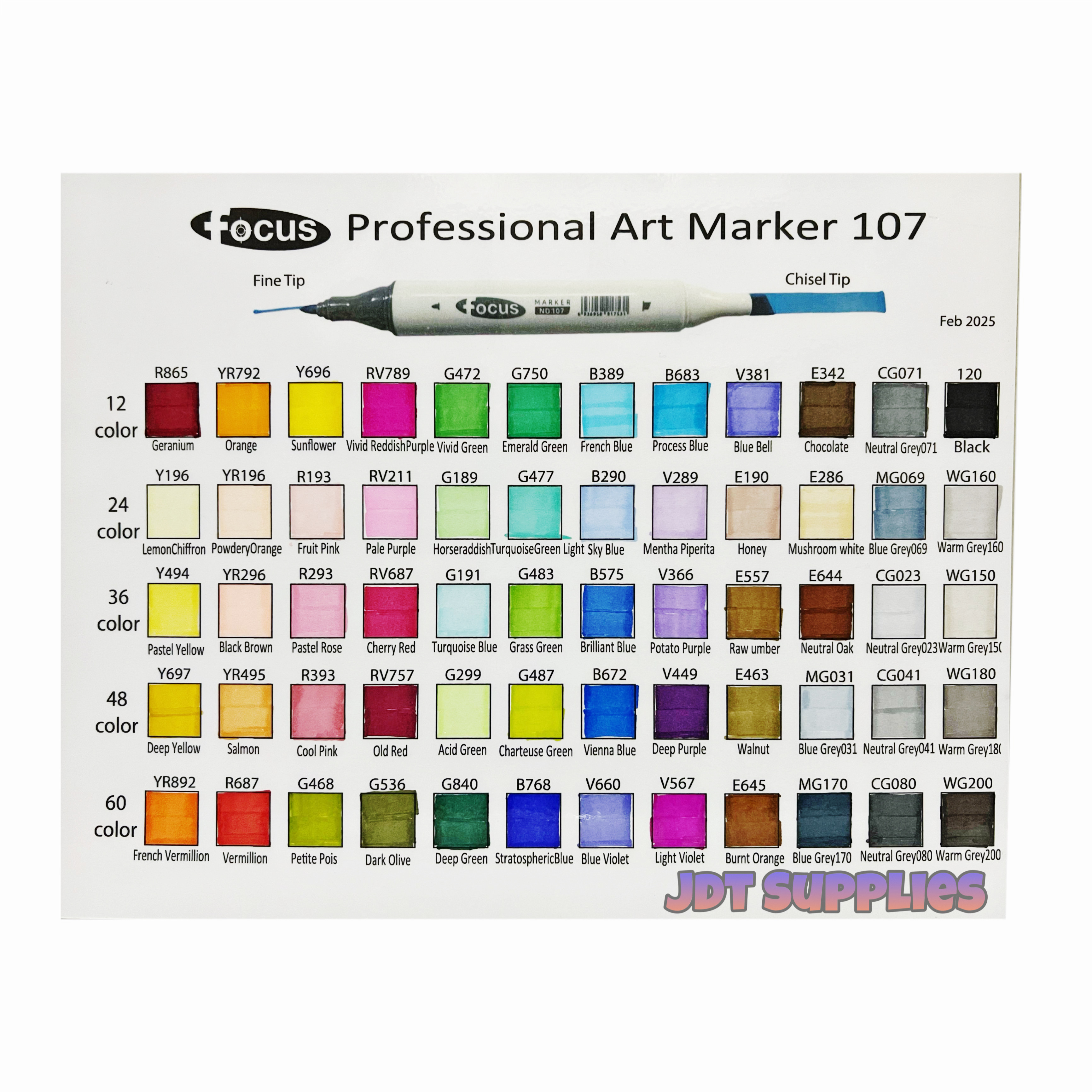 Focus Professional Dual Tip Art Marker [Alcohol Based] [60 Colors ...