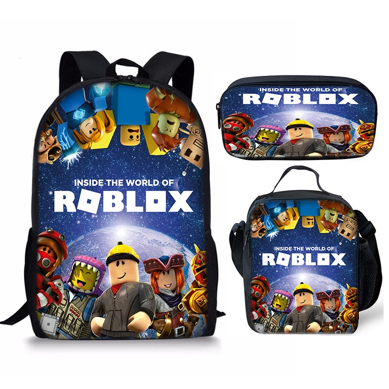 Roblox Student School Bag Meal Bag Pencil Case Robles Printed Backpack ...