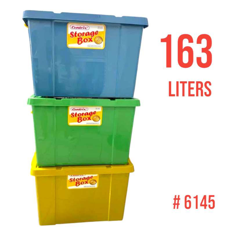 (#6145) 163 liters CENTRIX STORAGE BOX WITH SIDE CLIP LID COVER AND ...
